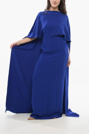 Valentino Seidenkleid mit U-Boot-Ausschnitt und Cape-Design Valentino