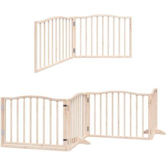 vidaXL 6-tlg. Hundetor mit T&uuml;r Faltbar 480 cm Pappelholz vidaXL