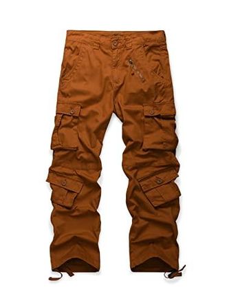 OCHENTA Aeslech Homme Pantalon Cargo Militaire avec 8 Poches Pantalon de Combat dExteRieur Pantalon de Travail,44 Grande taille,1 Caf&eacute;
