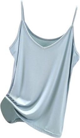 Generic D&eacute;bardeur basique pour femme - Gilet d&eacute;t&eacute; l&eacute;ger et &eacute;l&eacute;gant &agrave; bretelles - Col en V - Tunique Cami - Spaghetti - Sans manches - T-shirt sexy - L&eacute;ger - &Eacute;