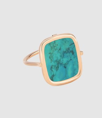 Ginette NY Bague Antique Turquoise Or Rose