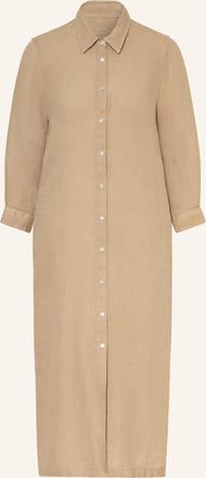 120% Lino 120%Lino Hemdblusenkleid Aus Leinen beige