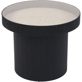 SVITA MIGUEL Beistelltisch mit Glas Coffeetable Couchtisch klein rund Schwarz