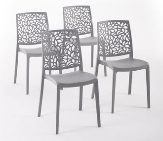 Siediti Fuori e Dentro Anna Stühle aus Harz mit Glasfaser (4, Dunkelgrau)