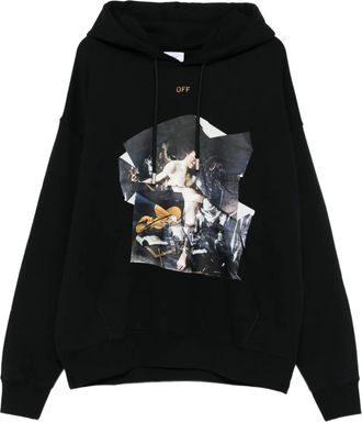 Off-white Hoodie mit Artwork-Print - Schwarz