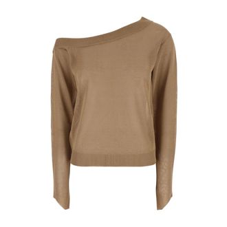 Federica Tosi Femme, Pulls, Brun, Taille: 36 FR Pull &agrave; une &eacute;paule