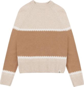 Colmar Femme, Sport, Beige, Taille: 38 FR Pull en laine &agrave; motif jacquard