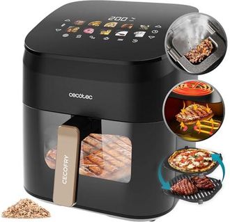 Cecotec Heißluftfritteuse ohne Öl - 6,5L - Grill - Doppelwiderstand - Integrierter Smoker - Air Fryer Cecofry&Grill Smokin 6500. 2200W, Temperaturregelung 40-