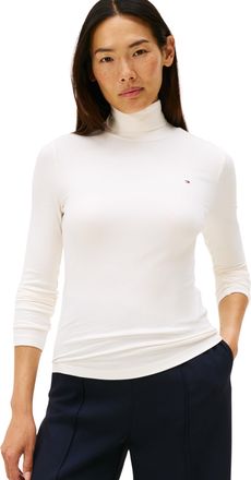 Tommy Hilfiger Damen Pullover Slim Rib Rollkragen, Weiß (Ivory Silk), XXL