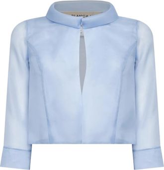 Blanca Vita Femme, Vestes, Bleu, Taille: 42 FR Veste &agrave; col chemin&eacute;e Bainka