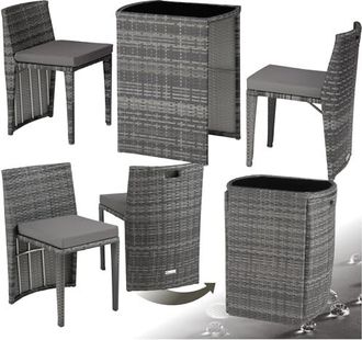 TecTake Ensemble Salon de Jardin encastrable en Poly Rotin 2 Personnes Ensemble Fauteuil Salon et Table de Jardin, Coussins Inclus, Mobilier de Jardin pour Am