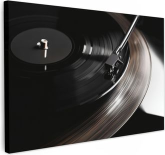 MuchoWow &copy; Leinwand Bilder Gro&szlig; 120x80 cm XXL Wanddeko Wohnzimmer Aesthetic Room Decor Deko Zimmer Wandbilder Modern Bild auf Leinwand Nahaufnahme - Schallplat