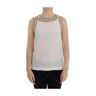 Dolce & Gabbana Seidenkristall-Tanktop - - Tops - Damen - Wei&szlig; - S