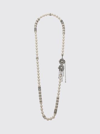 Alessandra Rich Collier en laiton avec perles synth&eacute;tiques et pendentif fleur en cristal