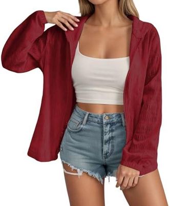 Generic Vestes pour femmes - Grande taille - Veste &agrave; capuche d&eacute;contract&eacute;e avec fermeture &eacute;clair - V&ecirc;tement dext&eacute;rieur l&eacute;ger pour le soleil - Pour un usage quo