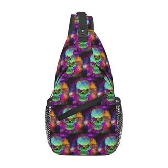 Generic Cr&acirc;ne Artistique En Col&egrave;re Aux Couleurs Grunge Sacoche Bandouliere Antivol Sling Bag D&eacute;contract&eacute; Sac &Agrave; Dos Bandouli&egrave;re Pour Quotidien Homme Femme