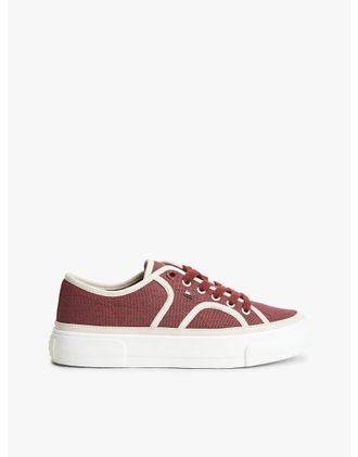 Tommy Hilfiger Baskets en toile &agrave; semelle plateforme et liser&eacute; contrastant - Lie-de-vin-Marron