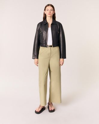 Maje Blouson En Cuir - Noir - Taille 42 - Maje