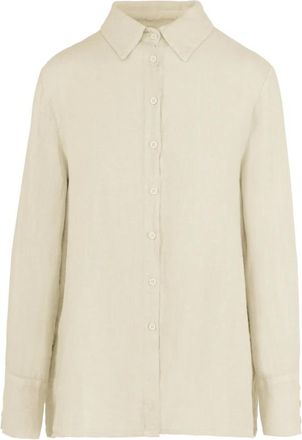 Bomboogie Femme, Blouses et Chemises, Beige, Taille: 44 FR Chemise en lin avec col
