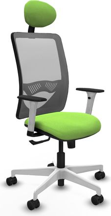 Piqueras y Crespo Atmungsaktiver B&uuml;rostuhl Zulema mit wei&szlig;en und schwarzen Armlehnen, h&ouml;henverstellbarer Lendenwirbelst&uuml;tze und festem Kopfteil, ausgestattet mit 3 Posi