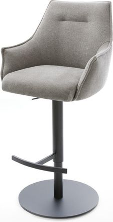 DELIFE Barstuhl Alja-Flex Strukturstoff Soft Grau Drehfu&szlig; h&ouml;henverstellbar Metall Schwarz Taschenfederkern, Barst&uuml;hle