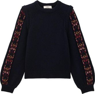 BA&SH Elda Embroidered Ruffle-trim Sweater