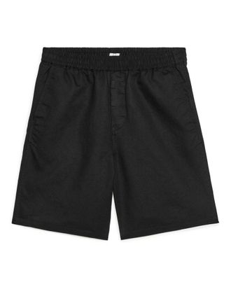 Arket Baumwoll-Leinen-Shorts Mit Schn&uuml;rung -Schwarz