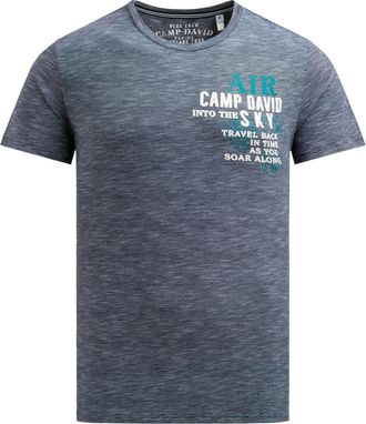 Camp David Herren T-Shirt mit Streifen-Design und Rücken-Print Blue Navy, XXXL