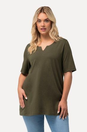 Ulla Popken T-Shirt T-Shirt A-Linie Tunika-Ausschnitt Halbarm