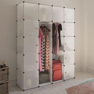 vidaXL Armoire modulaire 14 compartiments blanc 37 x 146 x 180,5 cm Vidaxl