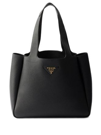 Prada sac cabas médium en cuir - Noir