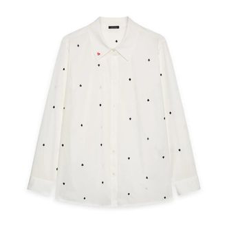Fiorella Rubino Stretch-Baumwollhemd mit Allover-Stickerei - - Blouses & Shirts - Damen - Wei&szlig; - 6XL