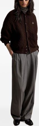 Polo Ralph Lauren Cable-Knit Wool-Cashmere Bomber Jacket - Brown