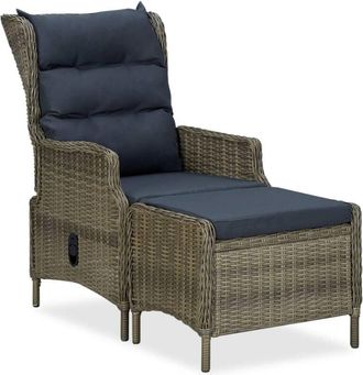 vidaXL Vidaxl - Verstellbarer Gartensessel mit Fußhocker Poly Rattan Braun