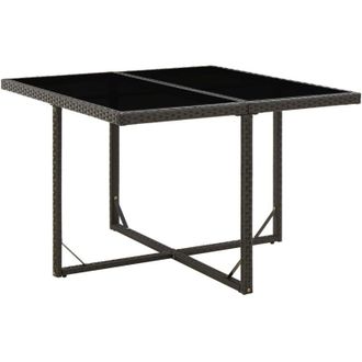 vidaXL Vidaxl - Table de jardin Noir 109x107x74 cm Résine tressée et verre