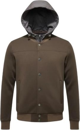 H&egrave;SKIMO Bomberjacke mit Kapuze aus Interlock-Strick - - Jackets - Herren - Braun - L