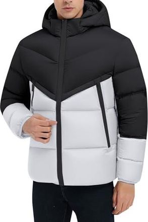 Generic Parka classique à manches longues et fermeture éclair intégrale pour homme avec poches, douce et confortable, grande taille, coupe-vent, chaude pour l