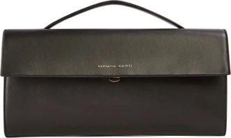 Liviana Conti Femme, Sacs, Noir, Taille: ONE Size Sac &agrave; main rectangulaire en cuir de veau lisse