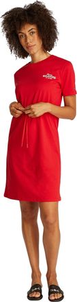 Tommy Hilfiger Damen T-Shirt Kleid mit Taillengürtel, Rot (Primary Red), XXL