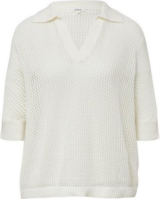 s.Oliver Kurzarmpullover Strickpullover Oversized Ajour-Polo