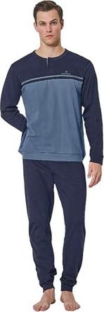 Sergio Tacchini Pyjama dhiver pour homme, pyjama homme chaud en coton Limited Edition, 30b14 Bleu maritime, L