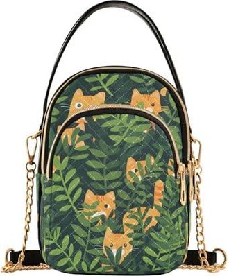 Mnsruu Sac à bandoulière pour femme avec sangle réglable - Motif chat - Vert