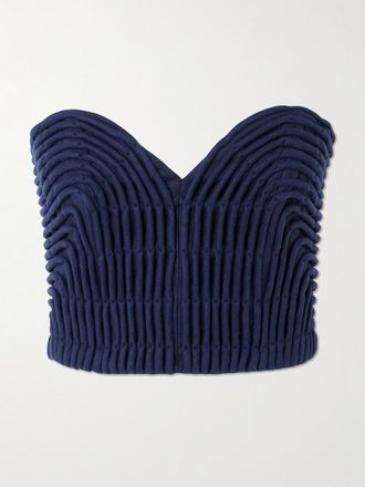 Andres Otalora Haut Façon Corset En Lin À Broderies Prateek - Bleu