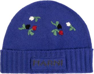Marni Homme, Accessoires, Bleu, Taille: S Bonnet avec broderie