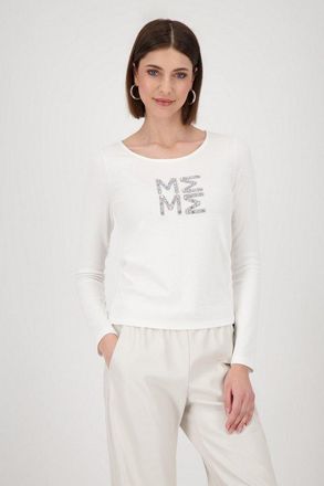 Monari Langarmshirt Shirt Rippe + Schmuck Mit Rundhalsausschnitt