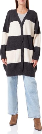 True Religion Oversized Long Cardigan Block Stripes Black/WHI