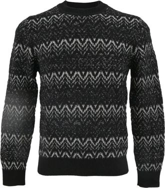 Saint Laurent pull à motif zig-zag - Noir