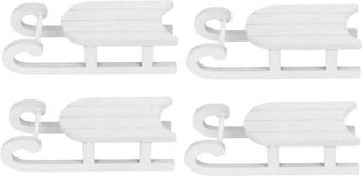 BESPORTBLE 4 St&uuml;ck Weihnachtsdeko Holzschlitten Wei&szlig; Weihnachts Desktop Dekor mit Holzmaterial Multifunktionales Wohndeko Ornament f&uuml;r Wohnzimmer und Party