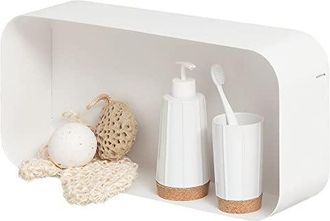 Sealskin Brix Wandregal Rechteck, Hängeregal aus pulverbeschichtetem Metall, Farbe: Weiß, Abmessung: 50 x 24 x12 cm