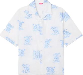 Kenzo Homme, Chemises, Blanc, Taille: M Cartoon Hawaiian Shirt